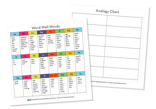 Word Wall/Analogy Chart Cards for First Grade - set of 6 – Pioneer ...